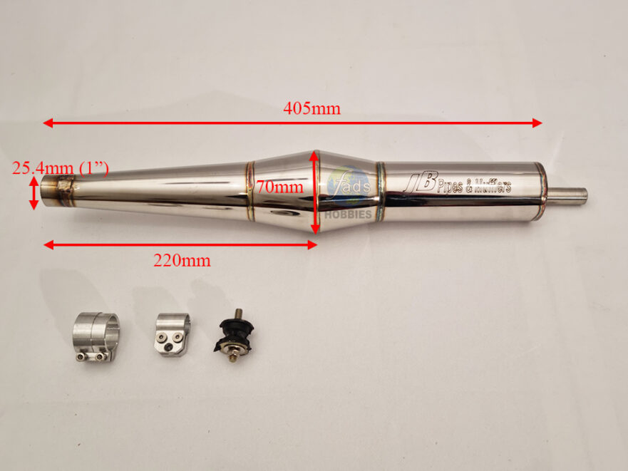 Tuned Pipe JB Stainless With Muffler - FADS Hobbies